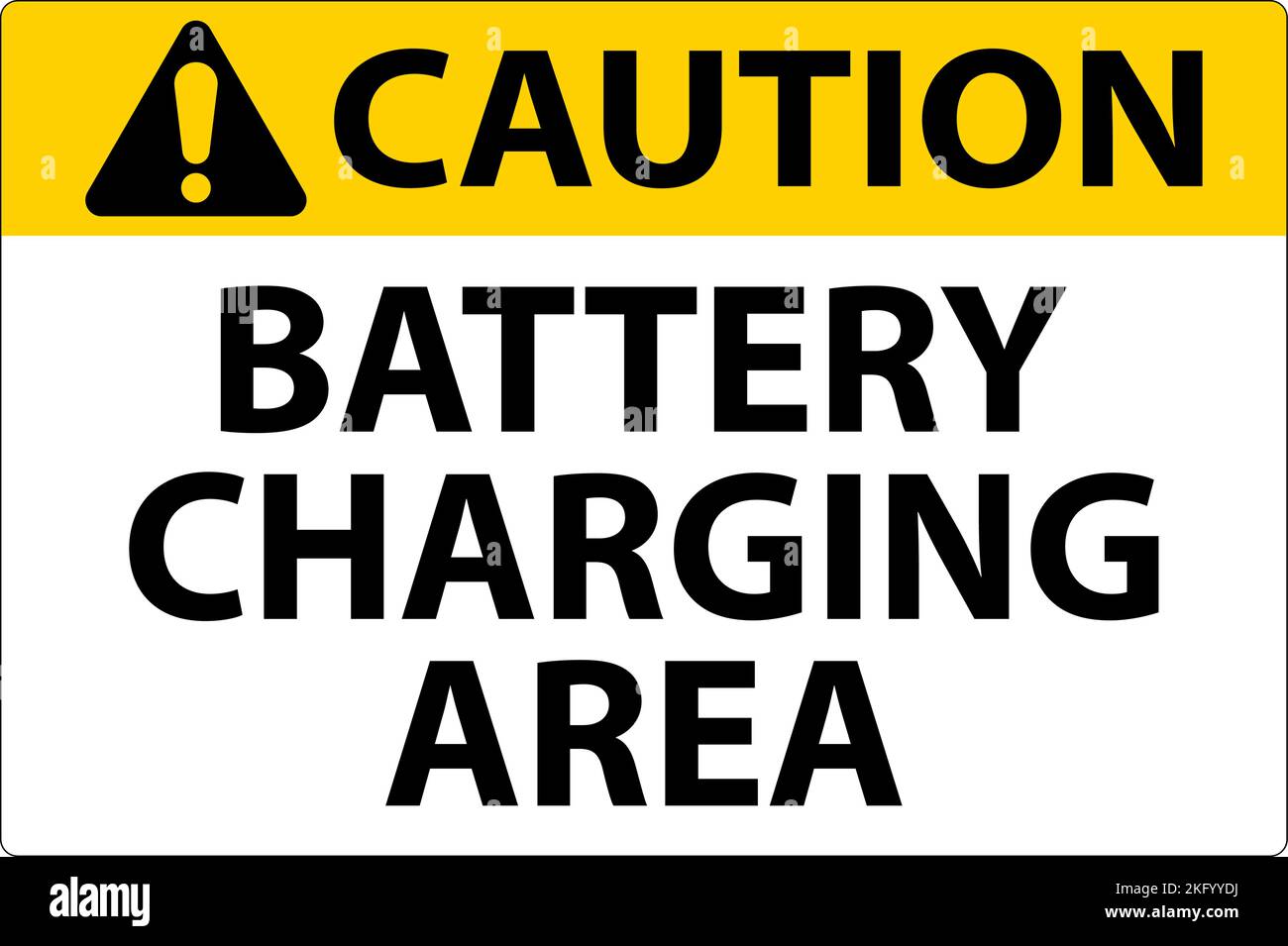 Caution Battery Charging Area Sign On White Background Stock Vector ...