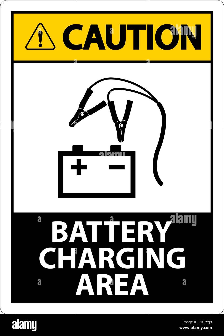 Caution Battery Charging Area Sign On White Background Stock Vector ...