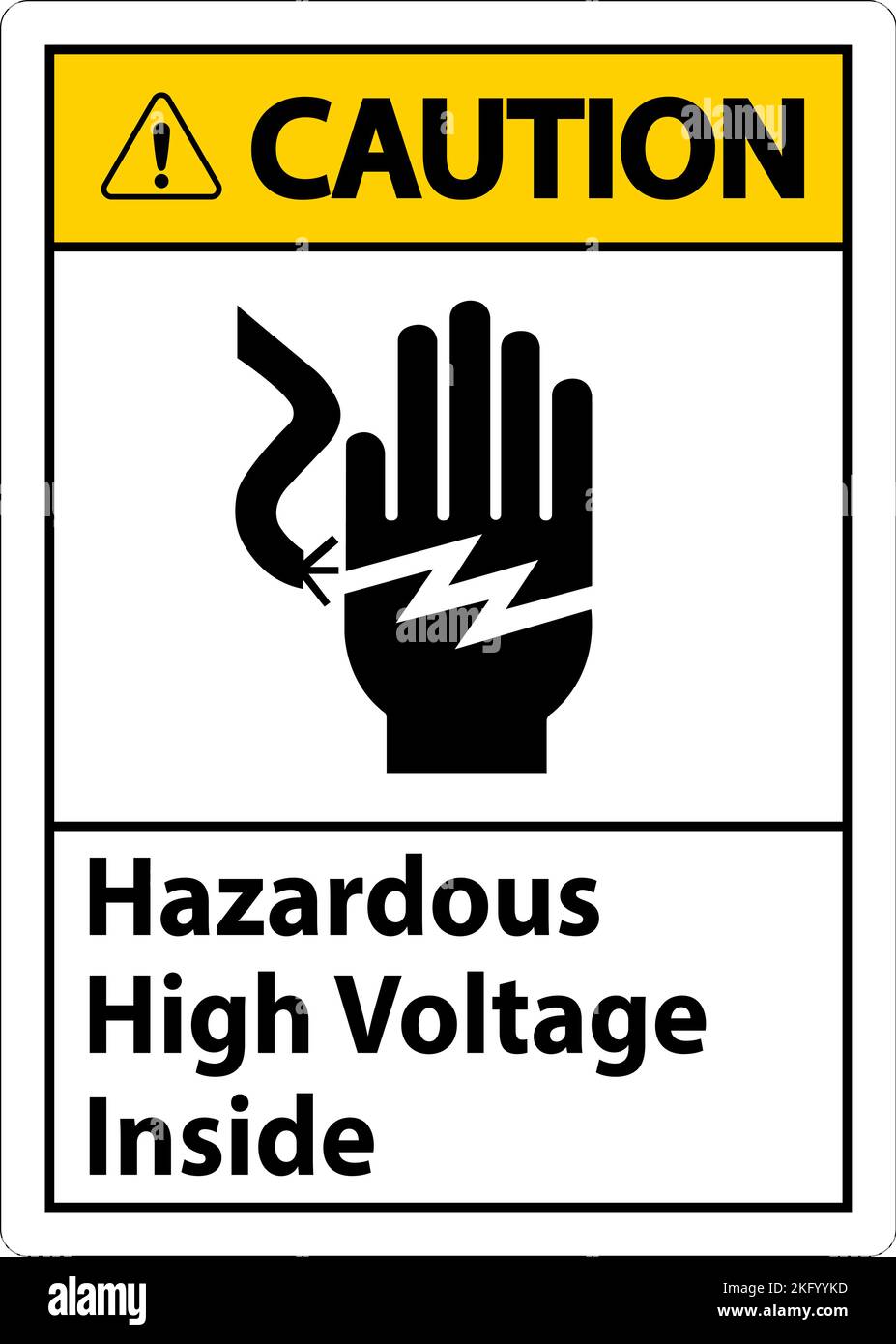 Caution Hazardous High Voltage Inside Sign On White Background Stock ...