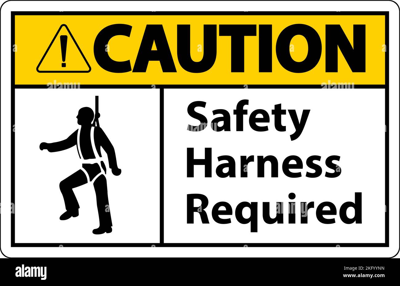 Caution Safety Harness Required Sign On White Background Stock Vector ...