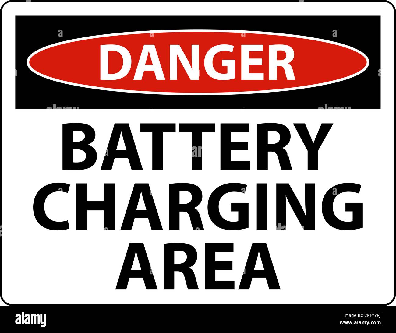 Danger Battery Charging Area Sign On White Background Stock Vector ...