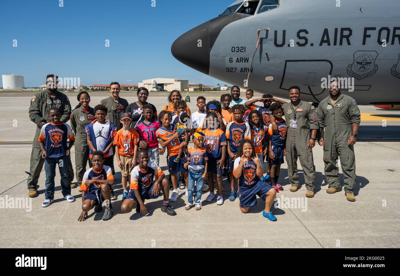 Brandon Bears Youth Football team members and KC-135 Stratotanker ...