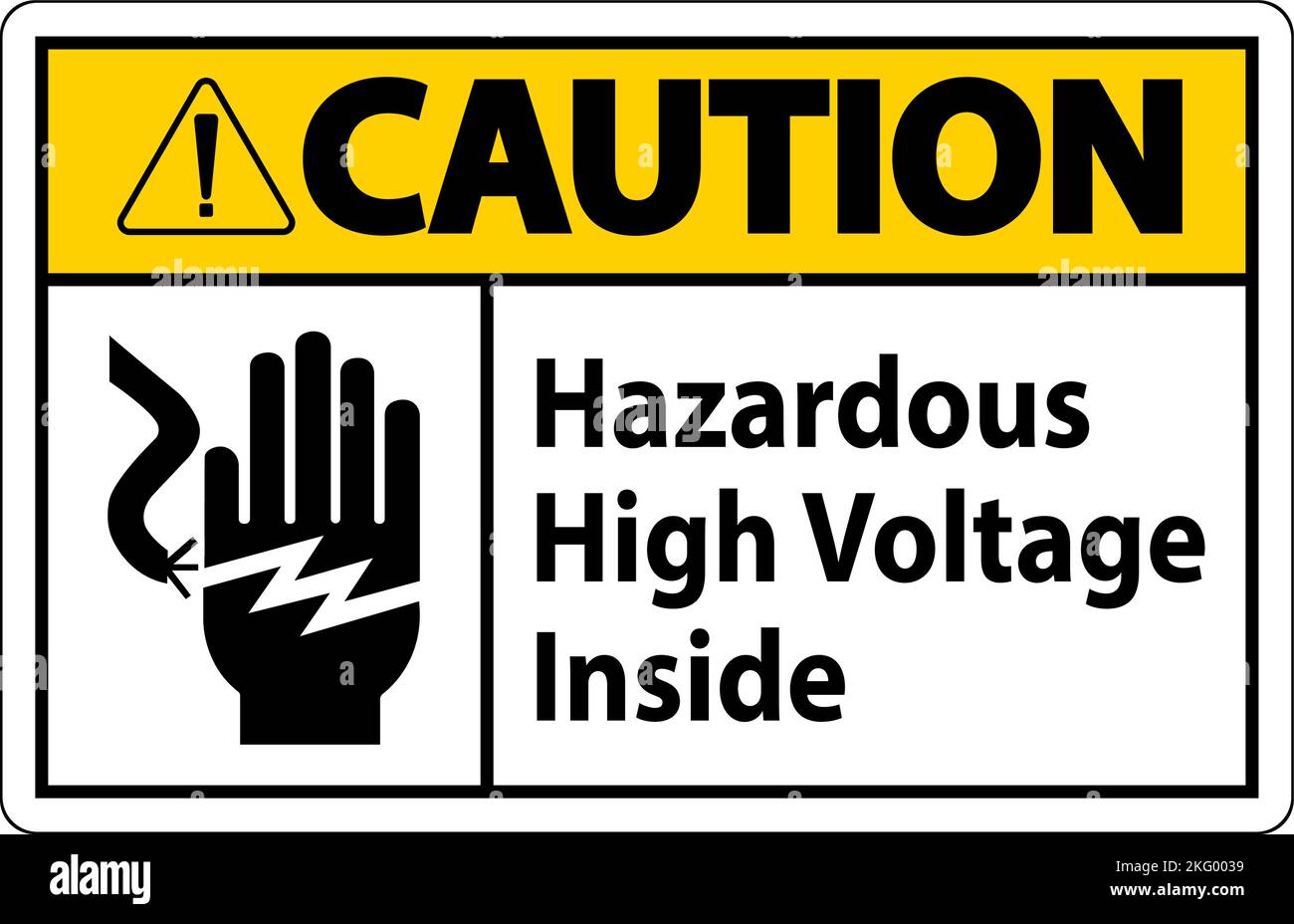 Caution Hazardous High Voltage Inside Sign On White Background Stock ...