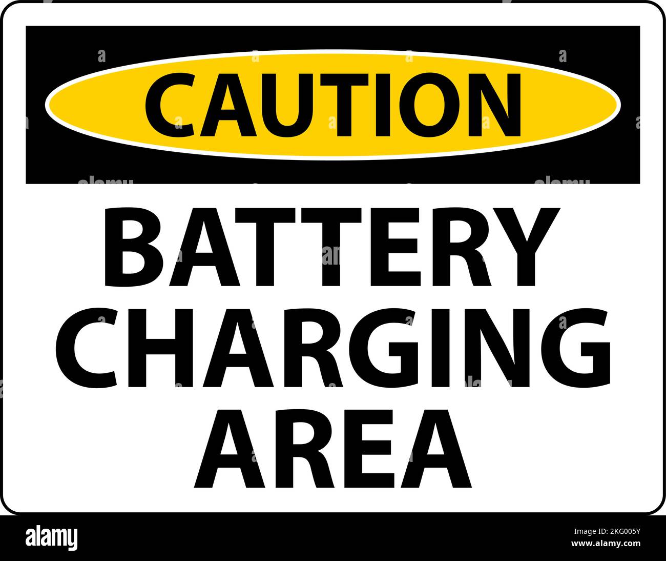 Caution Battery Charging Area Sign On White Background Stock Vector ...