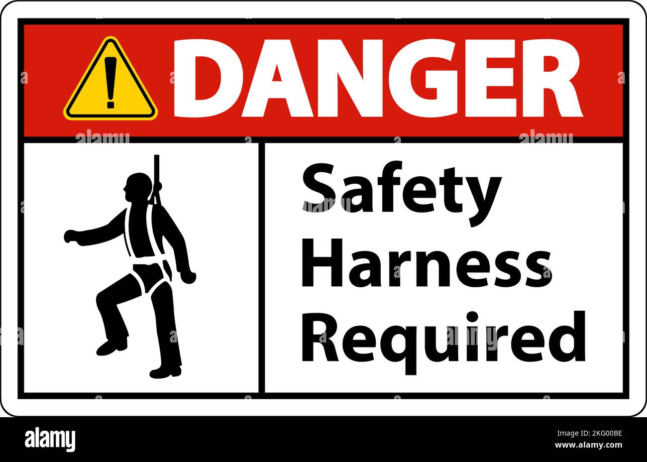 Danger Safety Harness Required Sign On White Background Stock Vector ...
