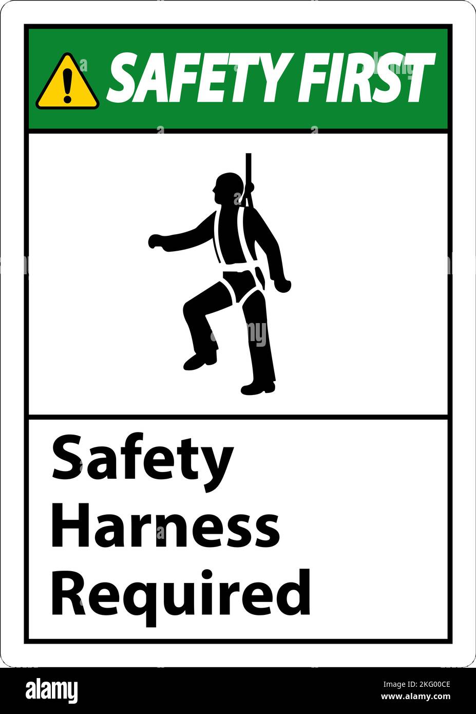 Safety First Harness Required Sign On White Background Stock Vector ...