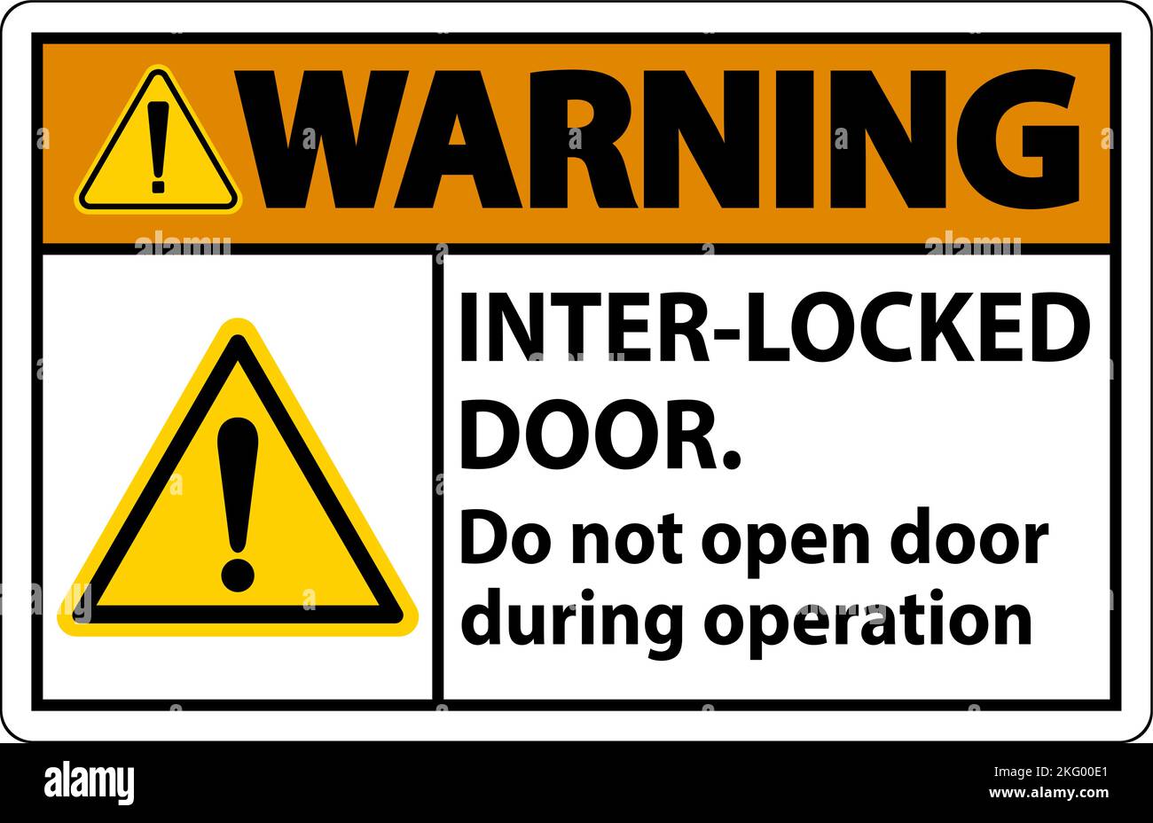 Safety sign warning Interlock doors do not open door during operation ...