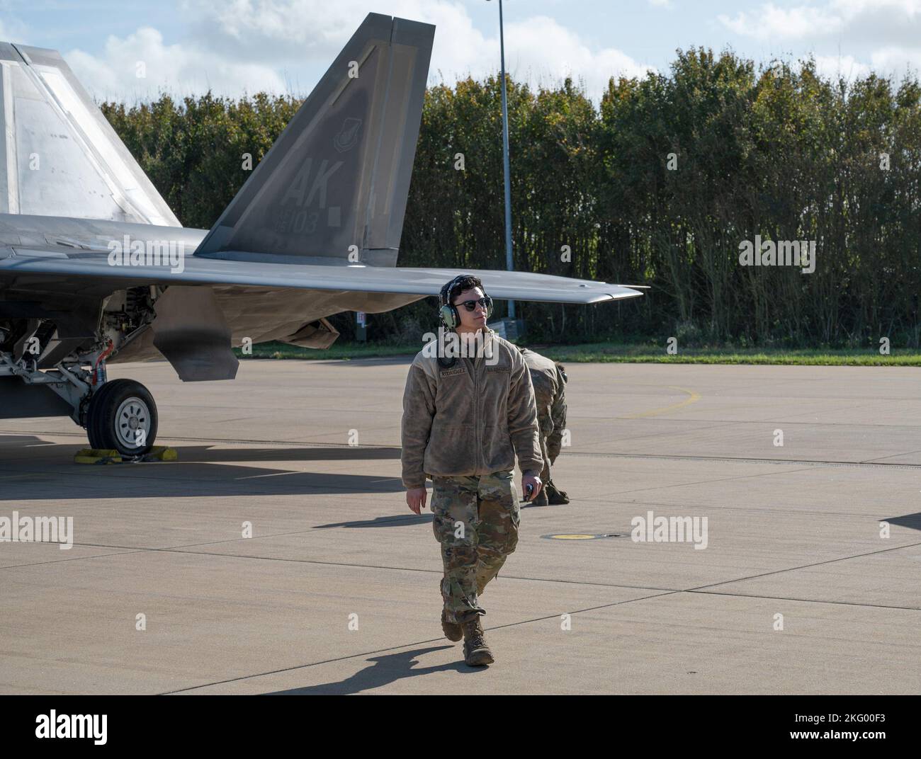 A U.S. Air Force maintainer assigned to the 90th Expeditionary Fighter ...