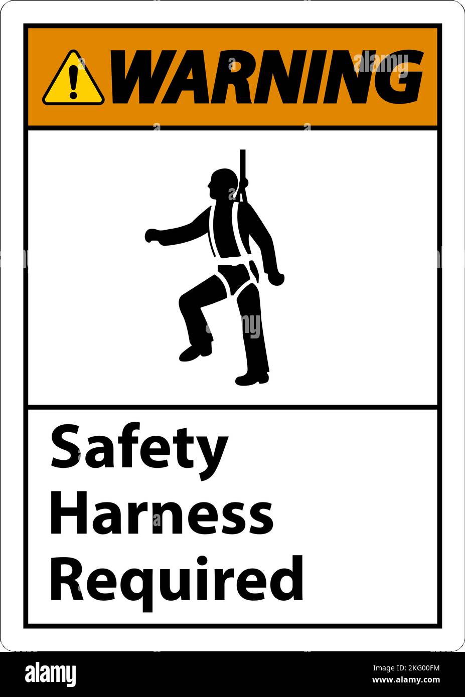 Warning Safety Harness Required Sign On White Background Stock Vector ...