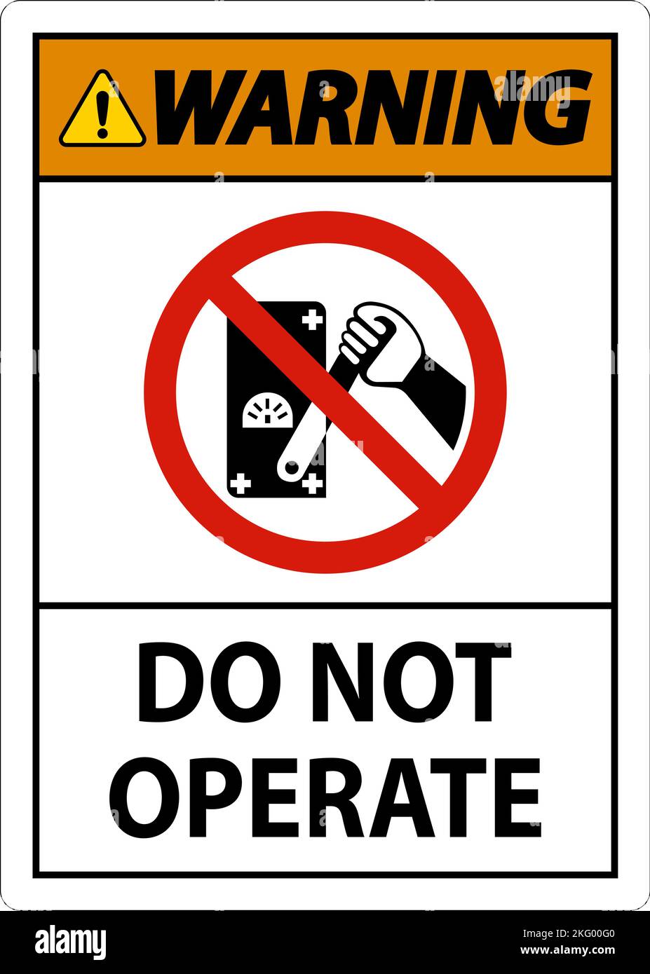 Warning Do Not Operate Sign On White Background Stock Vector Image ...