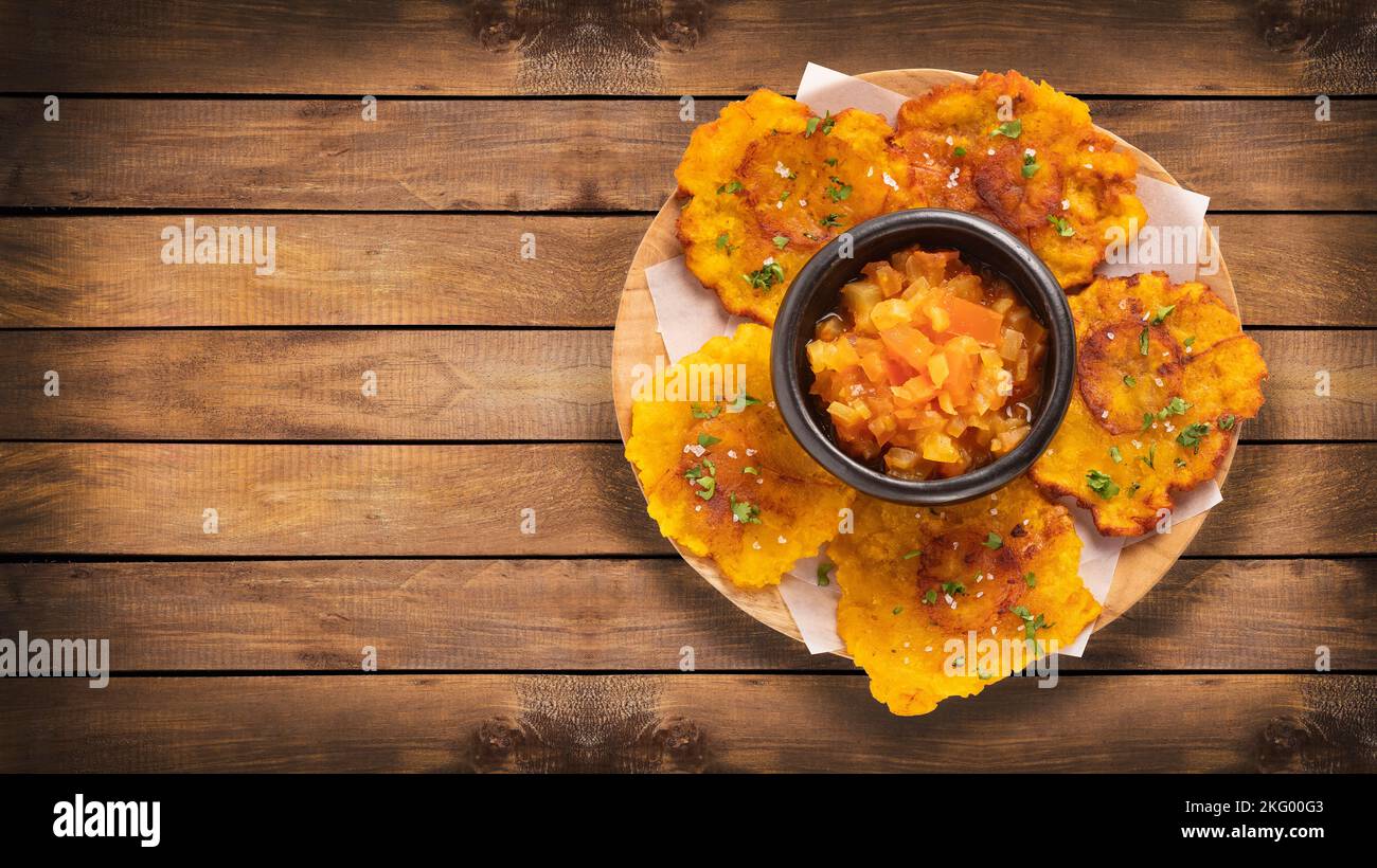 Fried plantain patacon - Colombian traditional food Stock Photo - Alamy