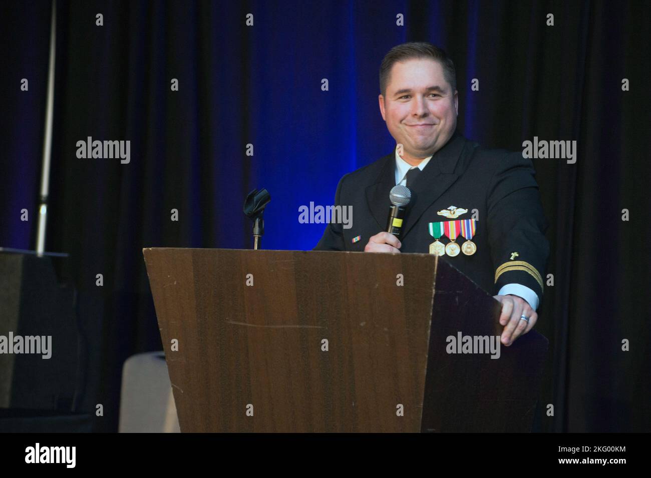 SAN DIEGO (October 16, 2022) Chaplin, Lt. Hal Jones, introduces the ...