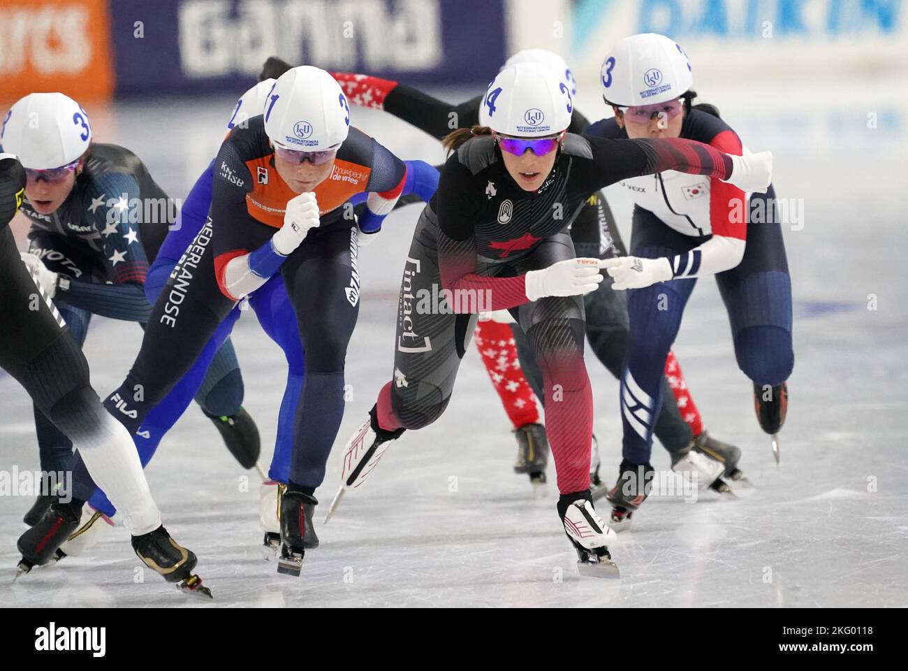 Valerie Maltais (CAN) on the Mass start women during ISU World Cup ...