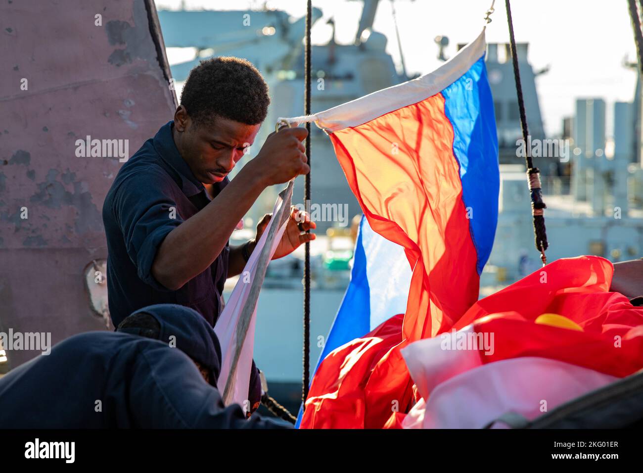 Quartermaster Seaman Shakeem Samuels, assigned to the Arleigh Burke ...