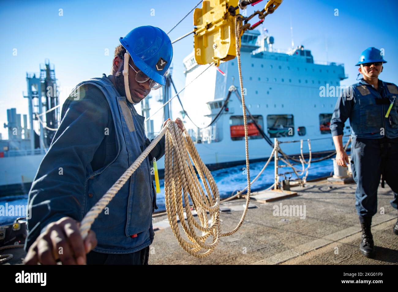 Boatswain’s Mate Seaman Kesean Blair, assigned to the Arleigh Burke ...