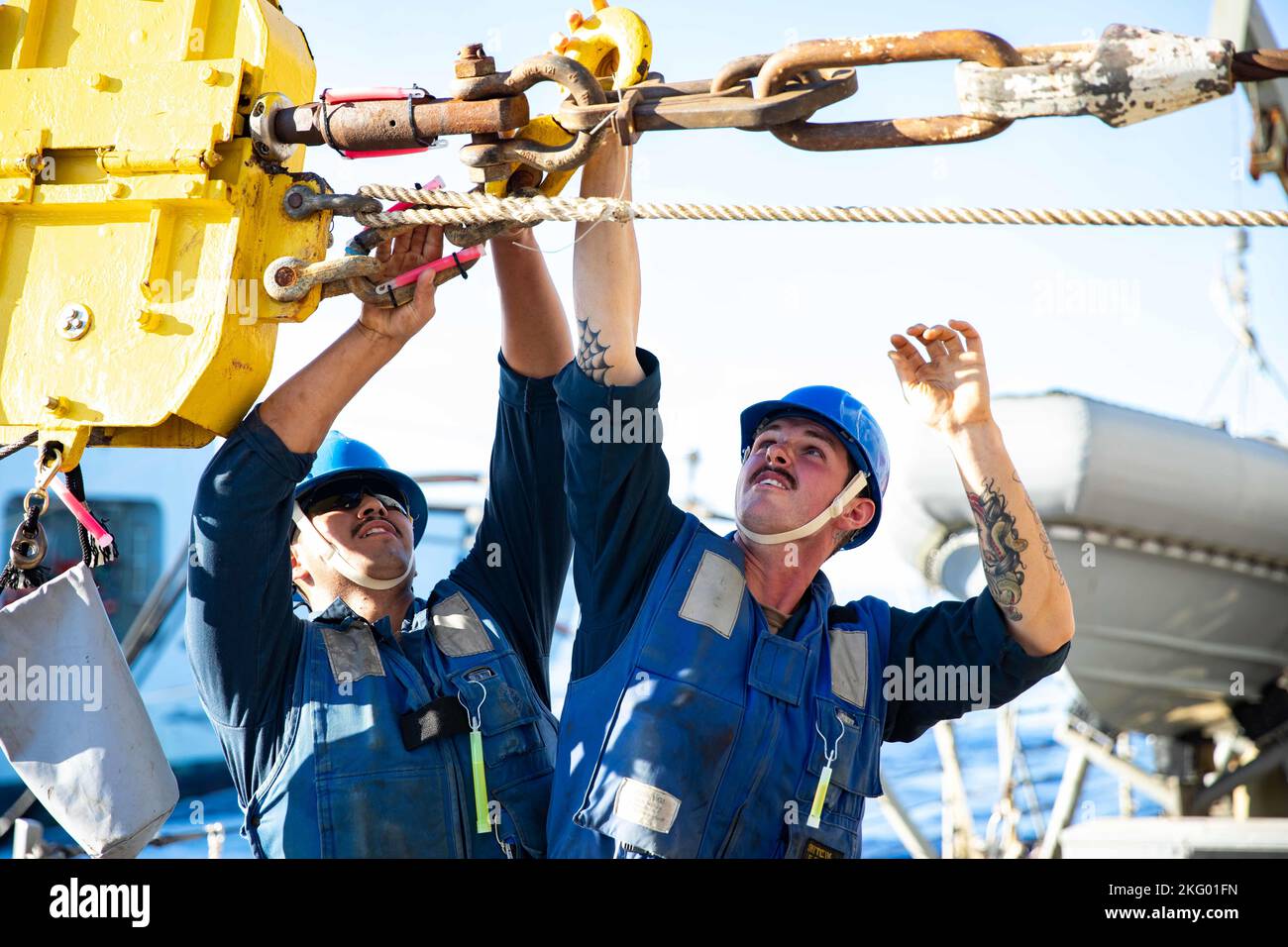Seaman Alexis Contreras Vázquez, left, and Boatswain’s Mate Seaman John ...