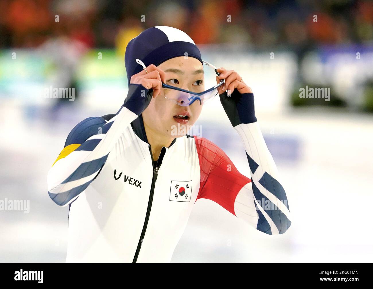 Min-Sun Kim (KOR) winner 500m women during ISU World Cup Speedskating on November 20, 2022 at ...
