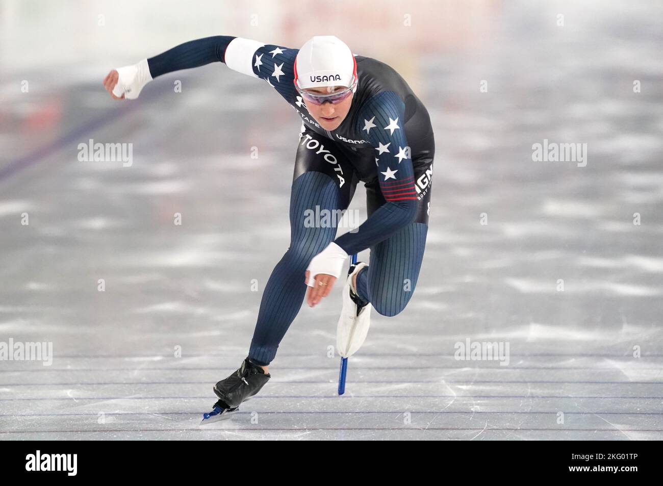 Kimi Goetz (USA) on the 500m women during ISU World Cup Speedskating on ...