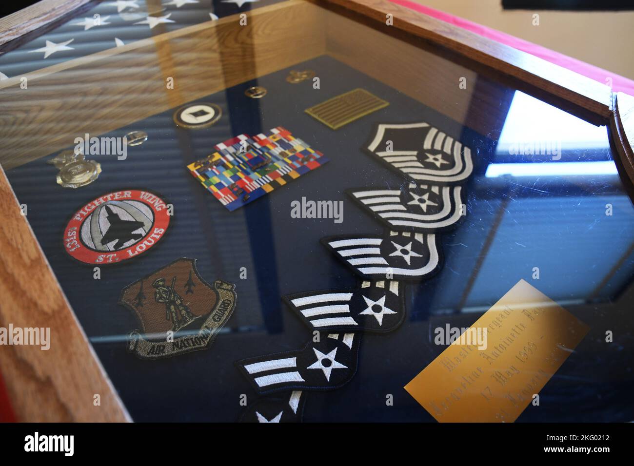 A shadow box filled with Master Sgt. Jacqueline Payne's awards and ...