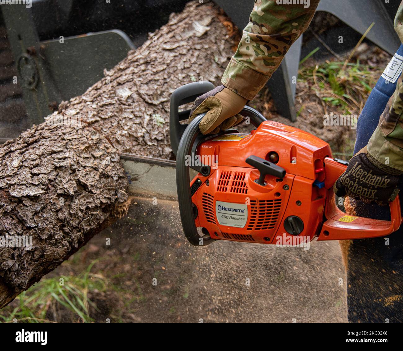 An Airman from the 166th Airlift Wing Civil Engineer Squadron trains ...