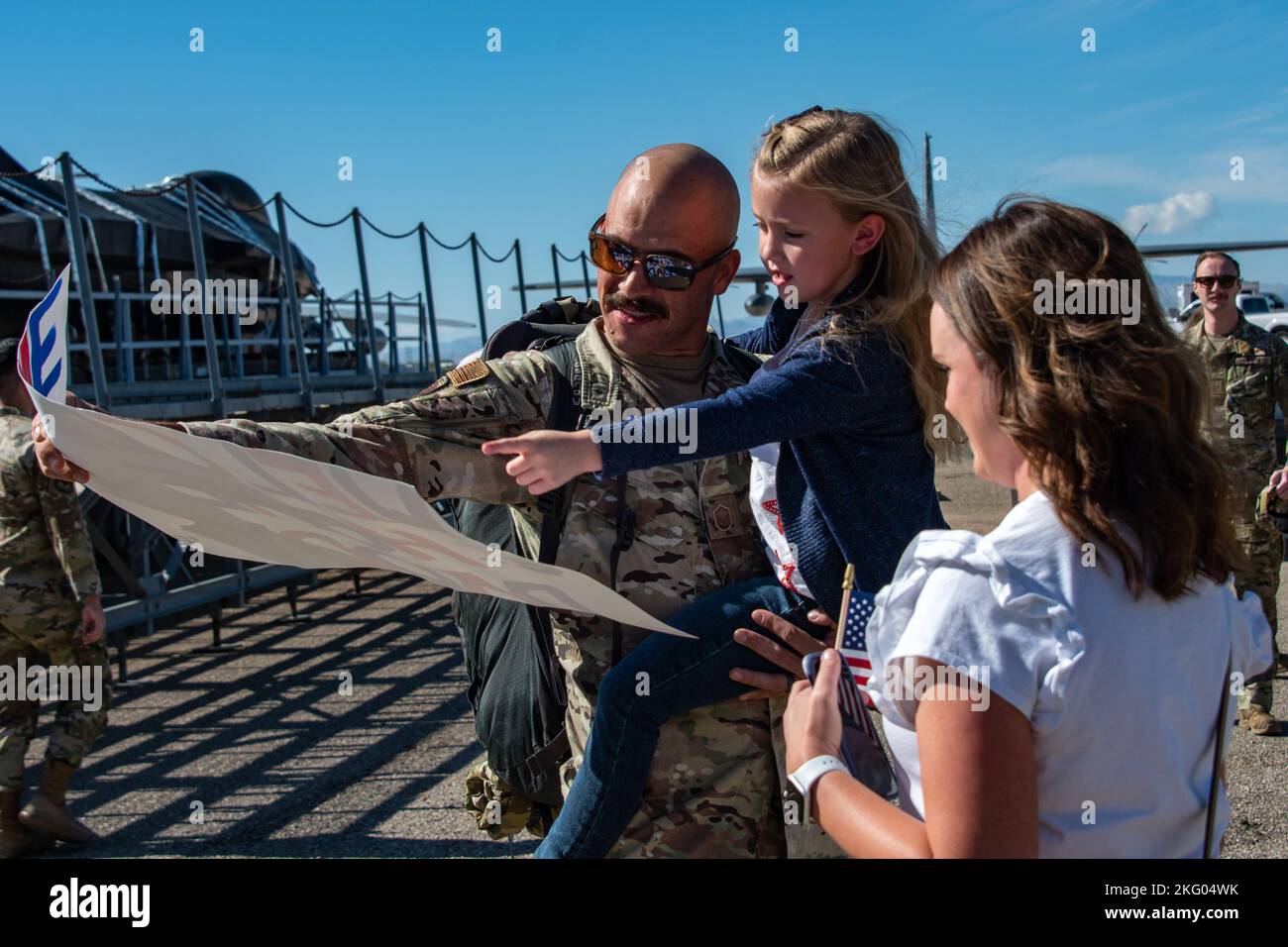Family and friends greet redeploying members assigned to the 355th Wing ...
