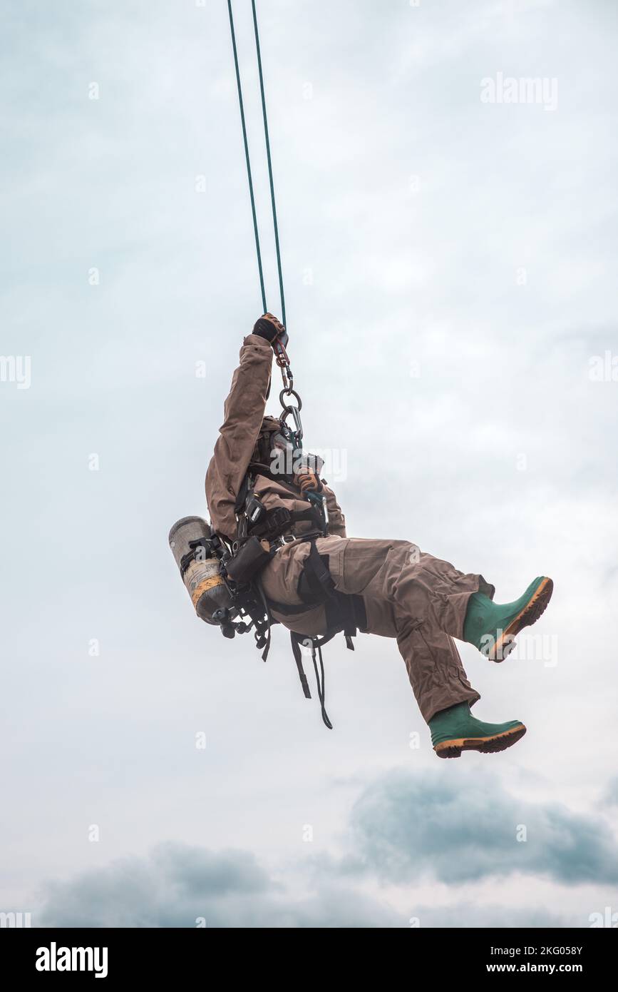 A U.S. Marine with Chemical Biological Incident Response Force (CBIRF ...