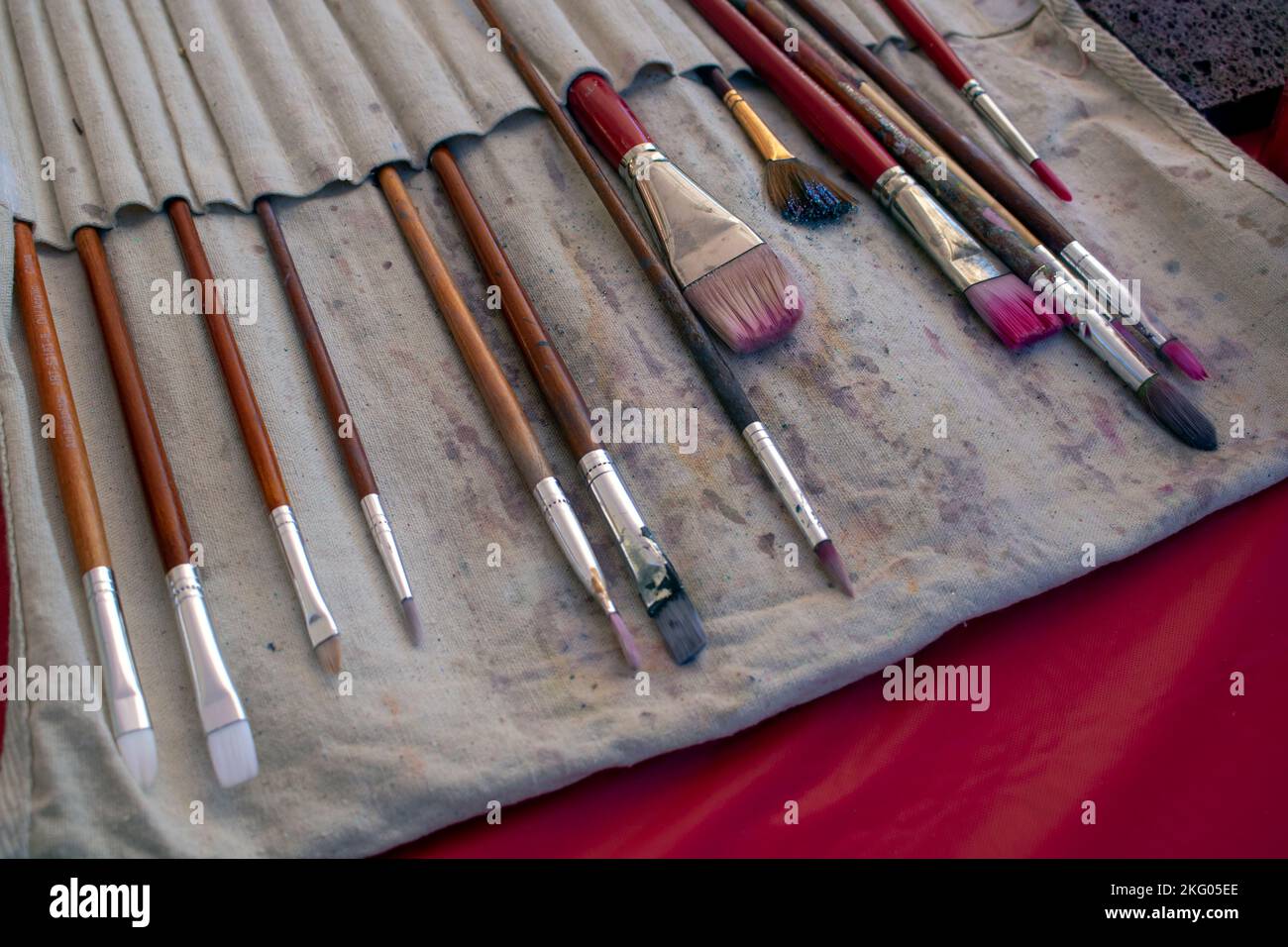 Paint Brush Roll Artist Roll Paint Brush Organizer Artist Stock Photo ...