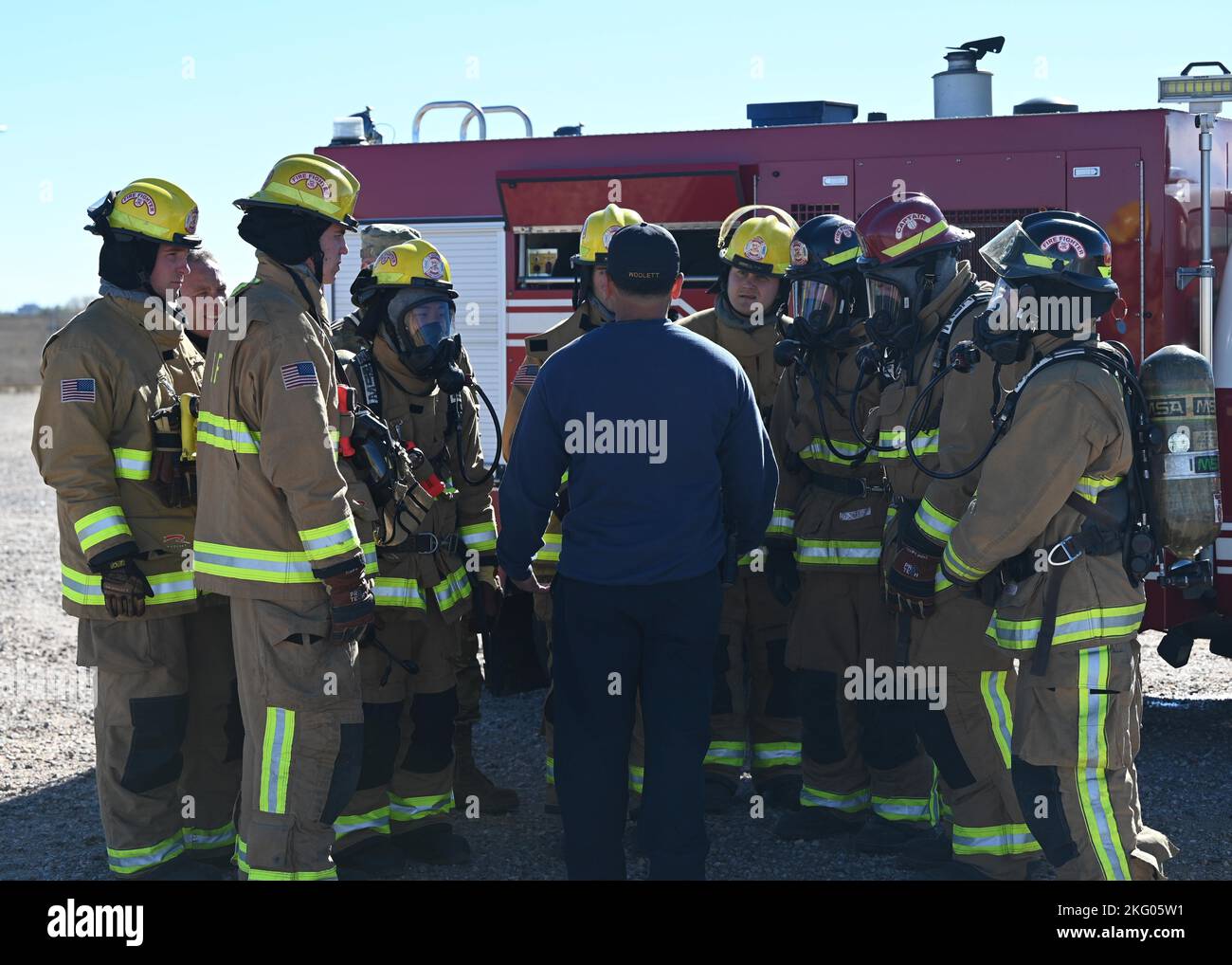 Airmen assigned to the 90th Civil Engineer Squadron's F.E. Warren Fire Department complete live ...