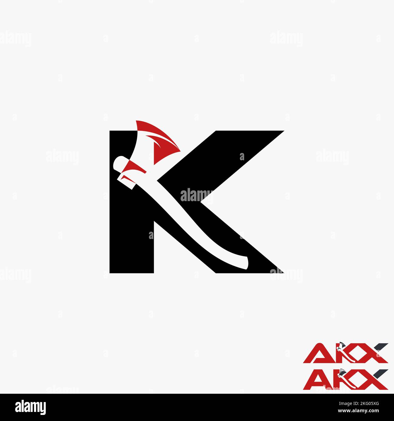 letter or word K sans serif font with axe inside negative space image ...