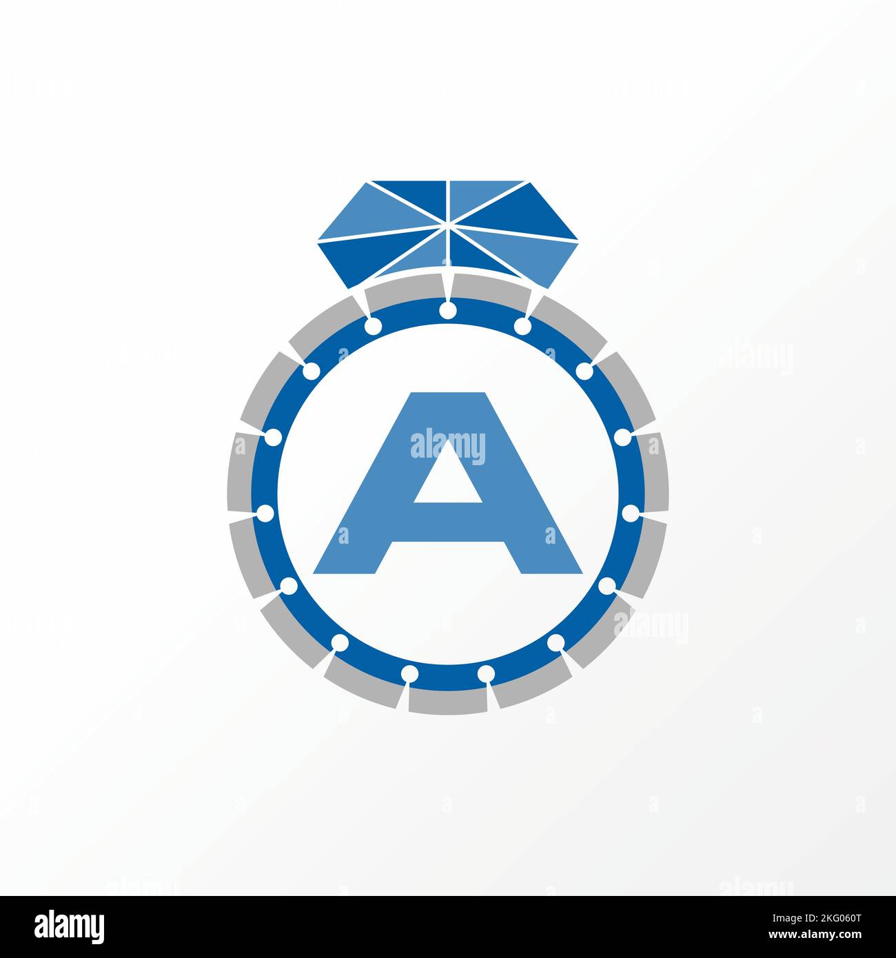 diamond ring, blade saw, and letter A font inside image graphic icon logo design abstract ...