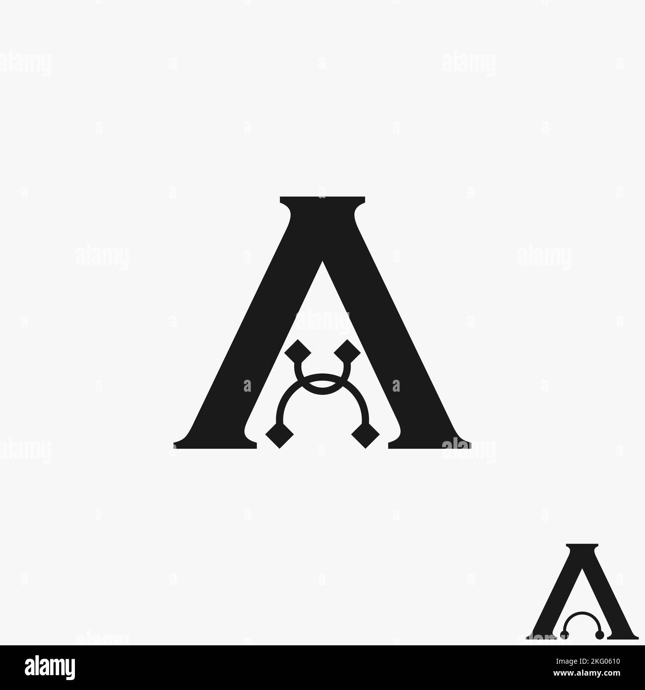 letter or word A serif font with semicircle line tech connection image graphic icon logo design ...