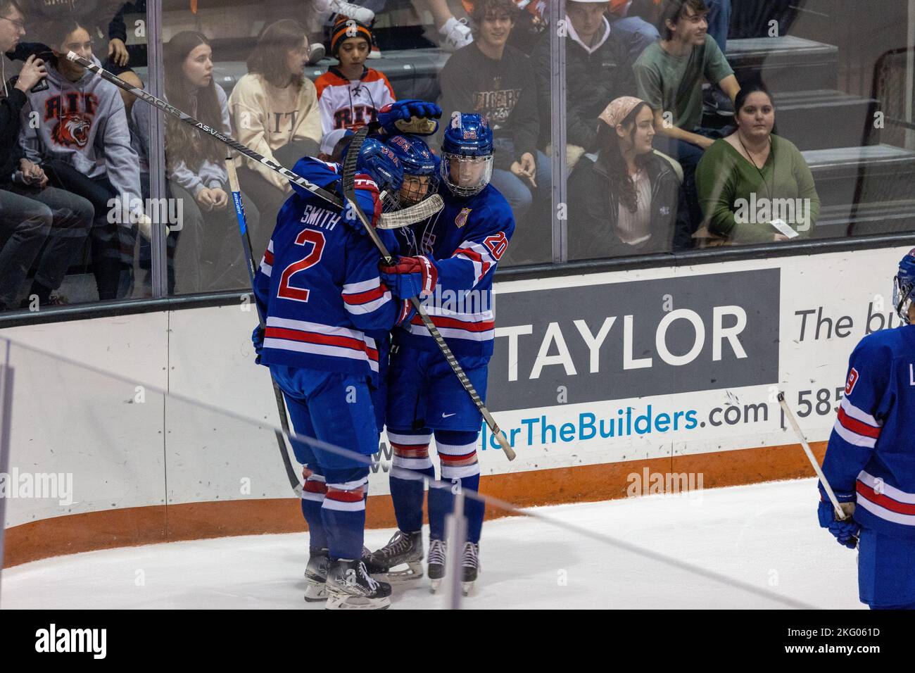 November 19, 2022: Team USA forwards Gabe Perreault (4), Will Smith (2 ...
