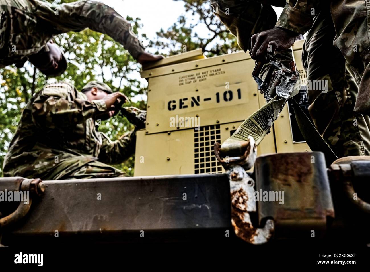 U.S. Army Soldiers assigned to the U.S. Army 58th Troop Command set up ...