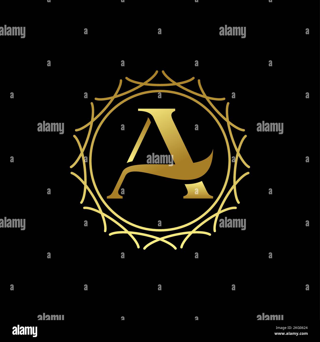 letter or word A serif beauty art font with motif around template image graphic icon logo design ...