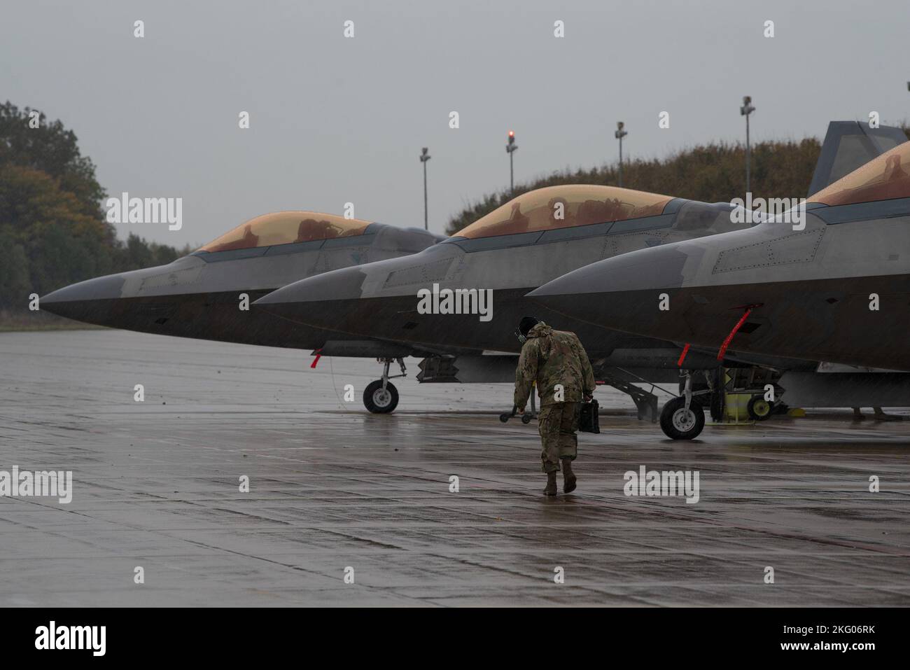 A U.S. Air Force maintainer assigned to the 90th Expeditionary Fighter Squadron conducts pre ...