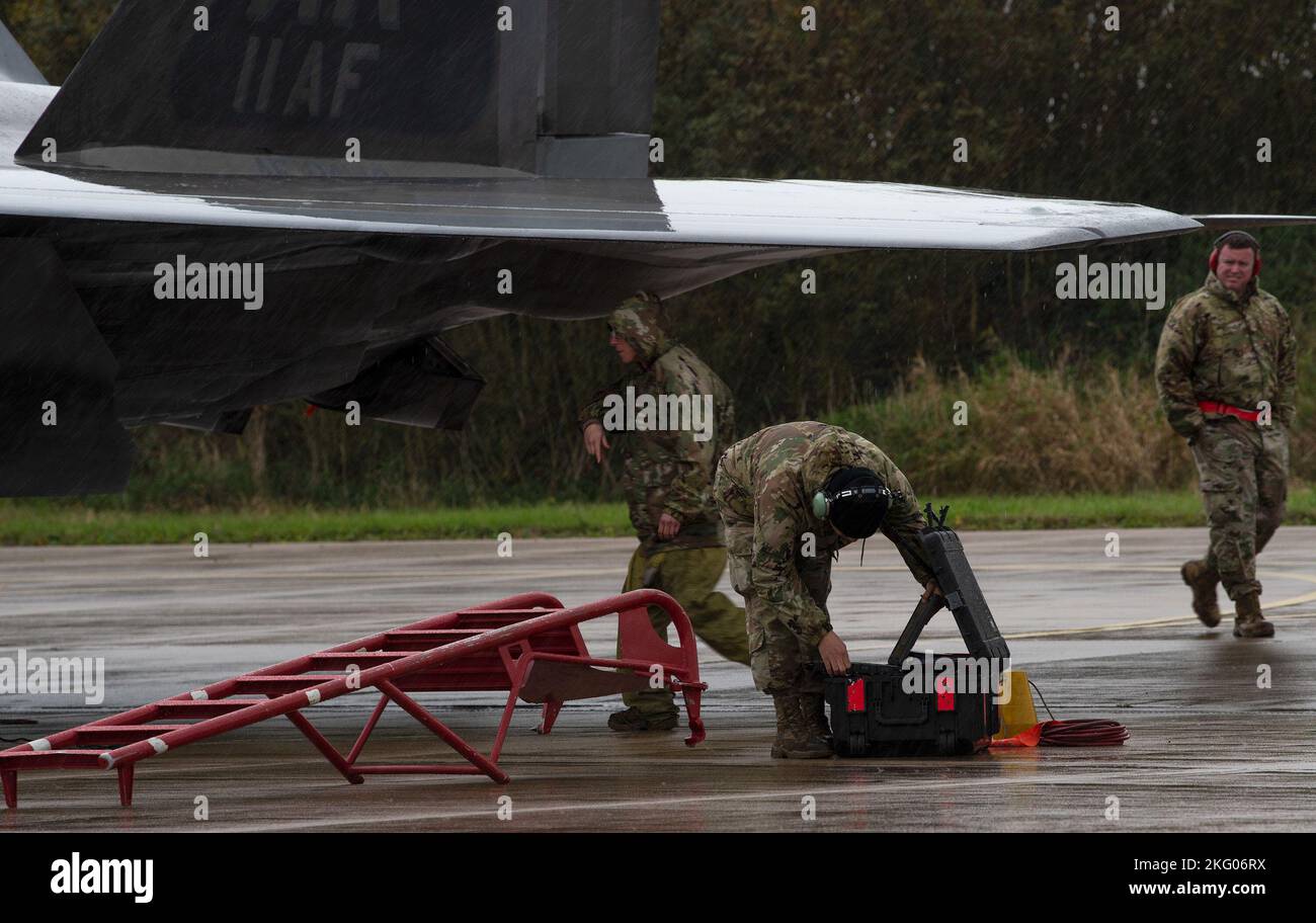 U.S. Air Force maintainers assigned to the 90th Expeditionary Fighter Squadron conduct pre ...