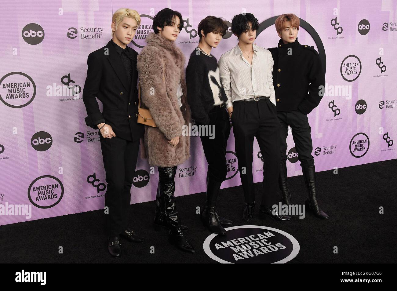 Los Angeles, USA. 20th Nov, 2022. (L-R) TXT aka TOMORROW X TOGETHER - Soobin, HueningKai ...