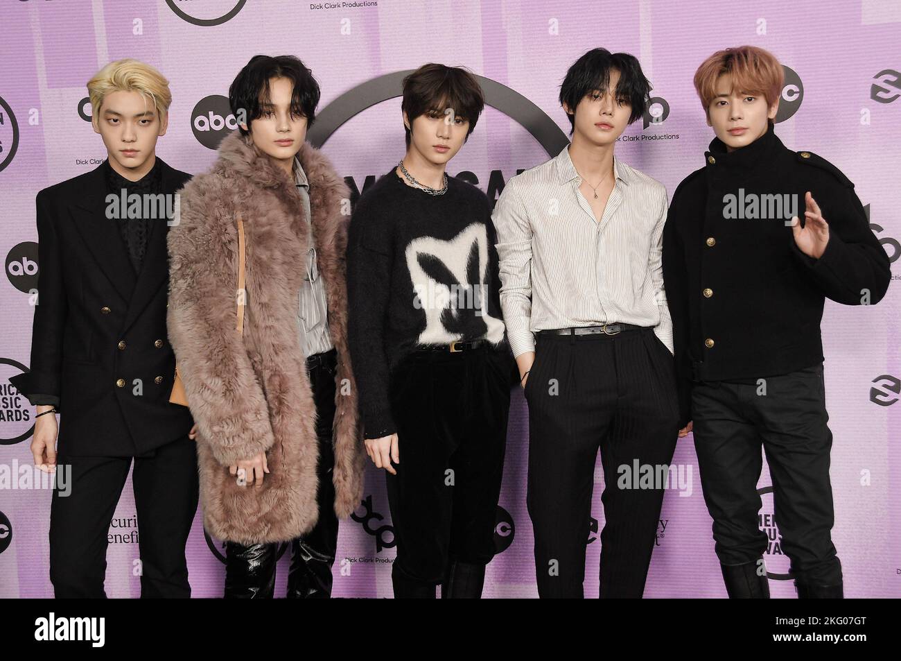 Los Angeles, USA. 20th Nov, 2022. (L-R) TXT aka TOMORROW X TOGETHER - Soobin, HueningKai ...