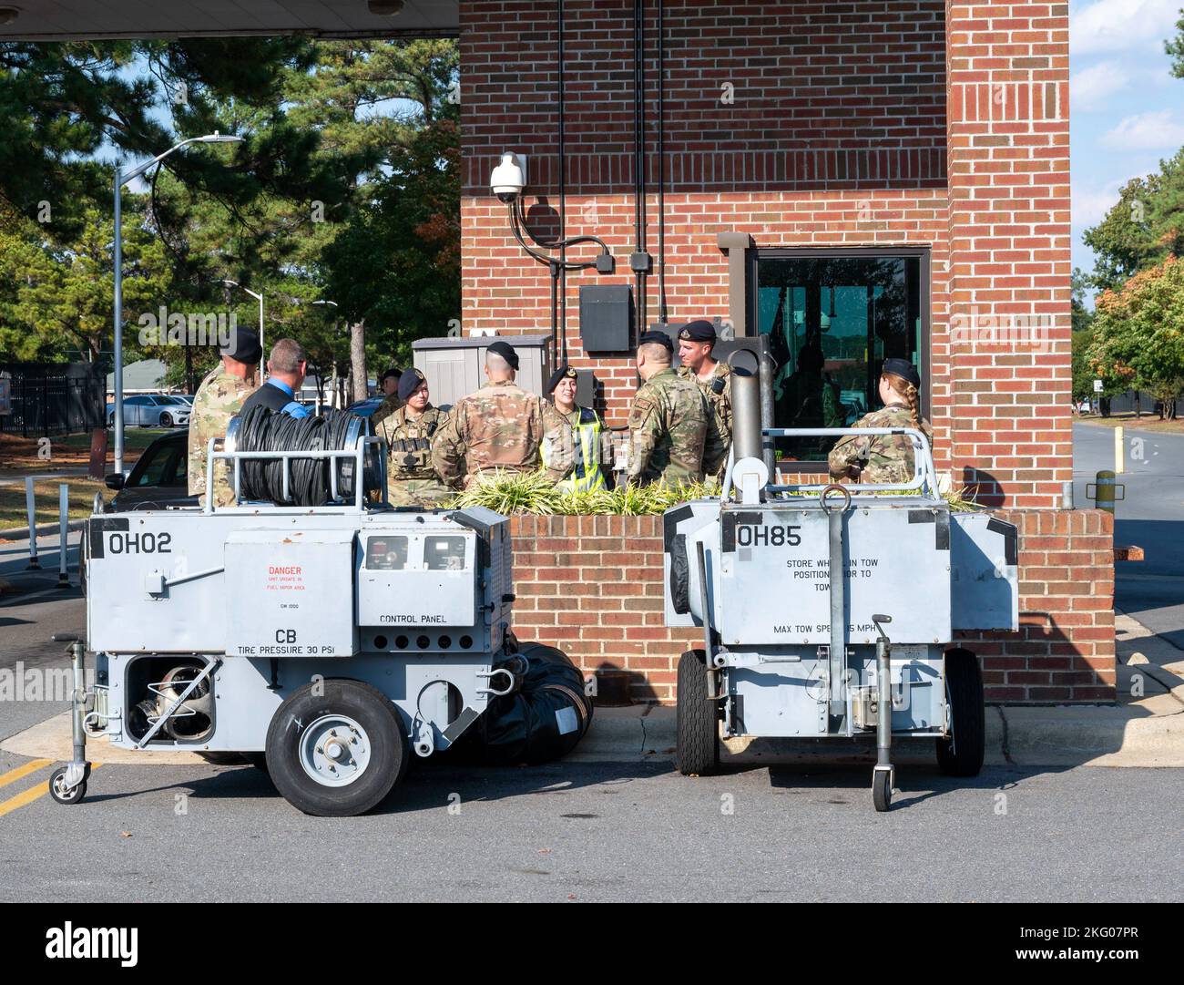 Airmen assigned to the 4th Security Forces Squadron and Air Combat Command meet with security ...