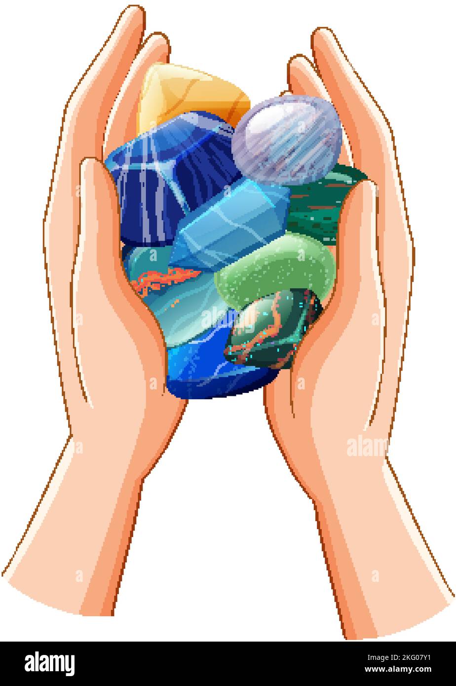 Hand holding gemstones isolated illustration Stock Vector Image & Art ...