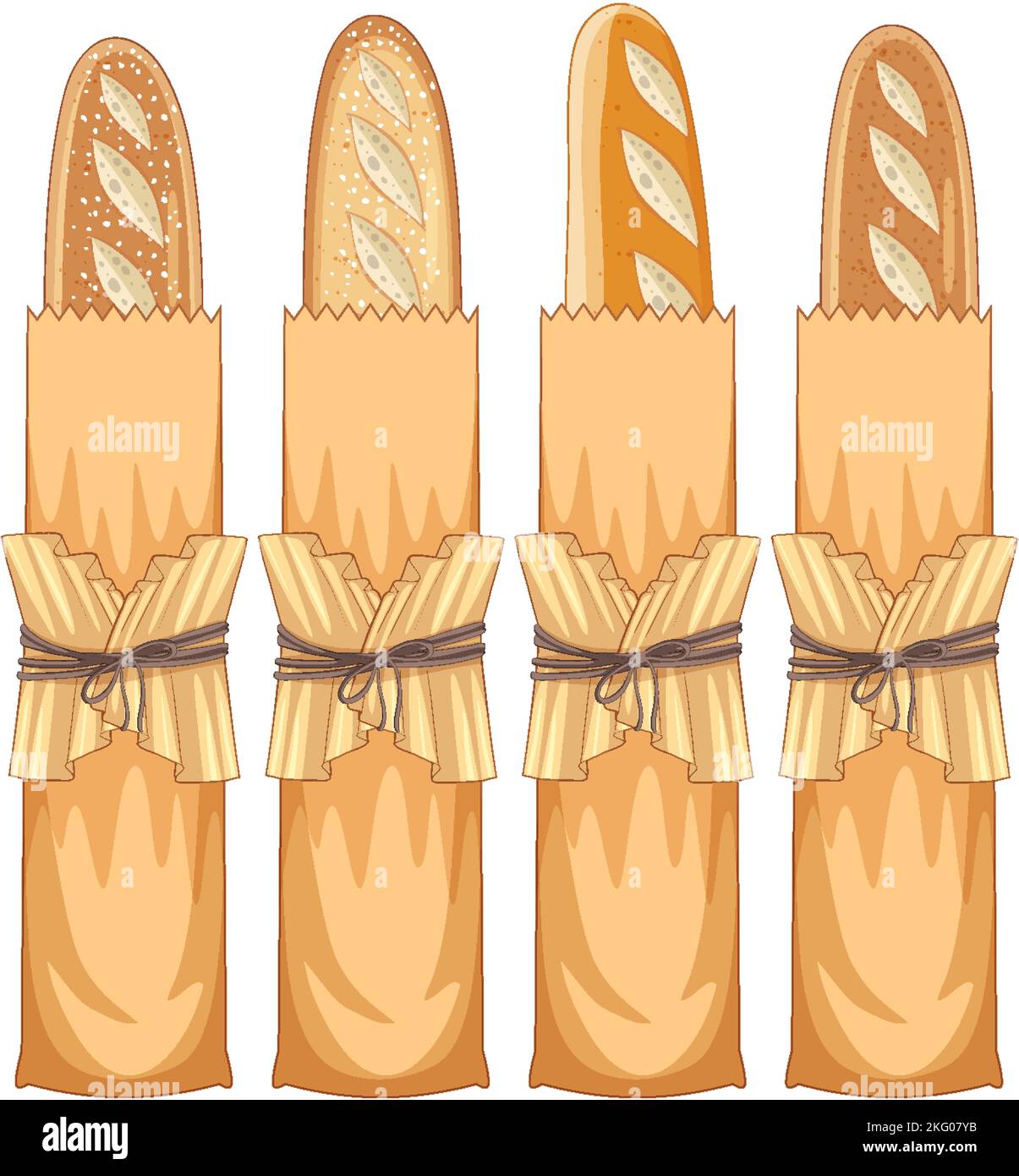 Baguette bread in paper bag illustration Stock Vector Image & Art - Alamy