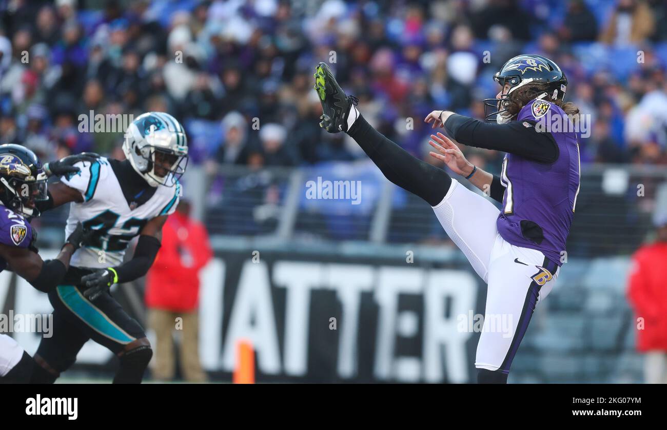 Baltimore, MD, USA. 20th Nov, 2022. Baltimore Ravens P Jordan Stout (11 ...