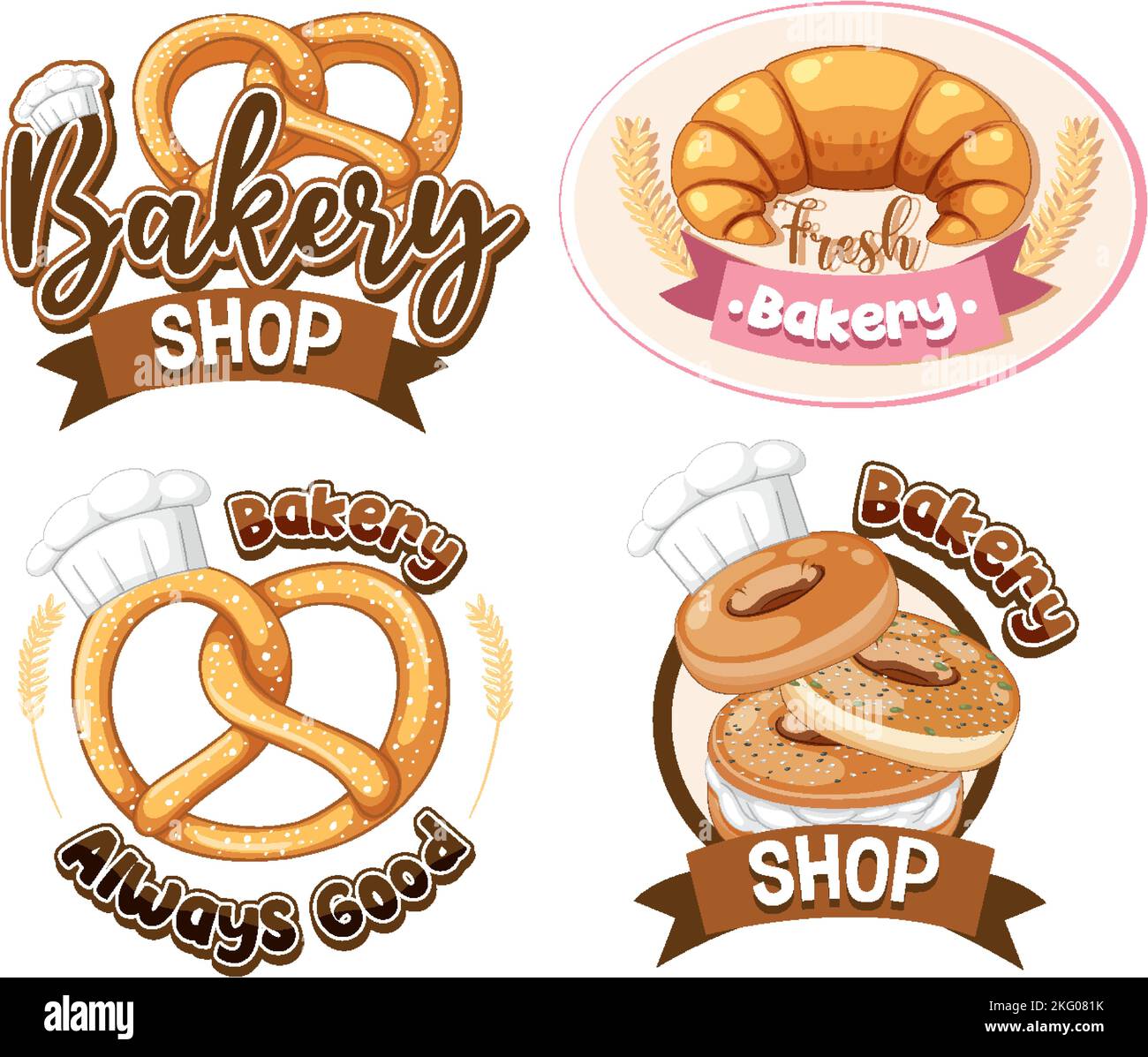 Bread bakery logos for banner or poster design illustration Stock ...