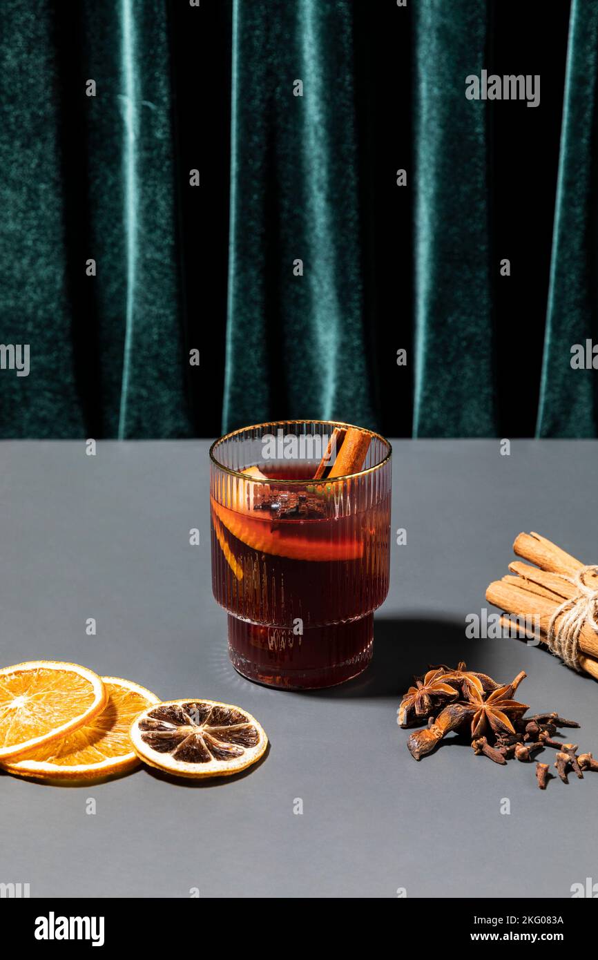 Christmas drink Vin Chaud, French mulled wine ingredients cinnamon and ...