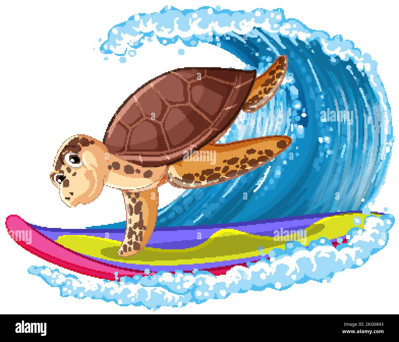 Cute turtle cartoon character surfing illustration Stock Vector Image ...