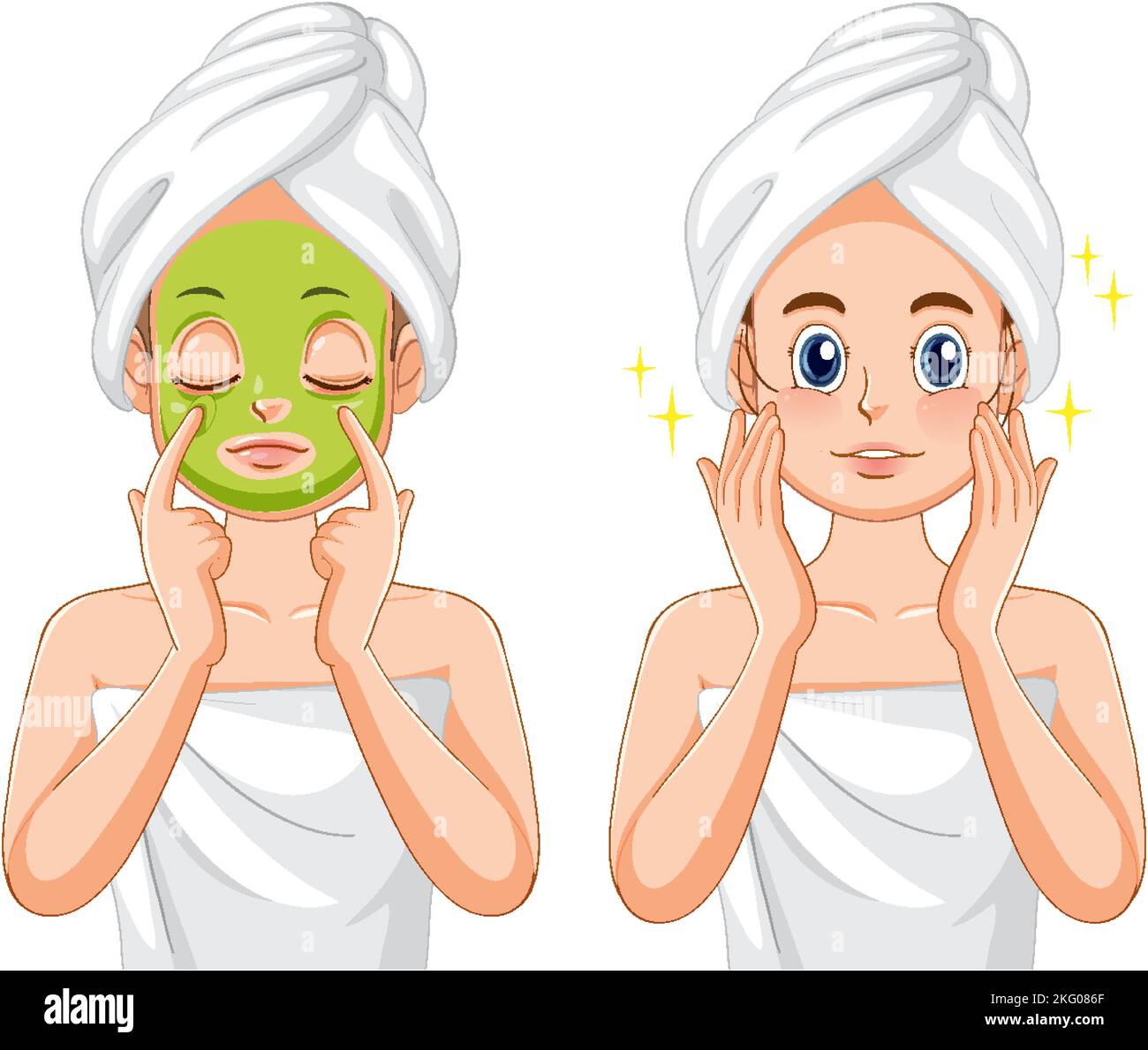 Woman applying facial mask treatment illustration Stock Vector Image ...