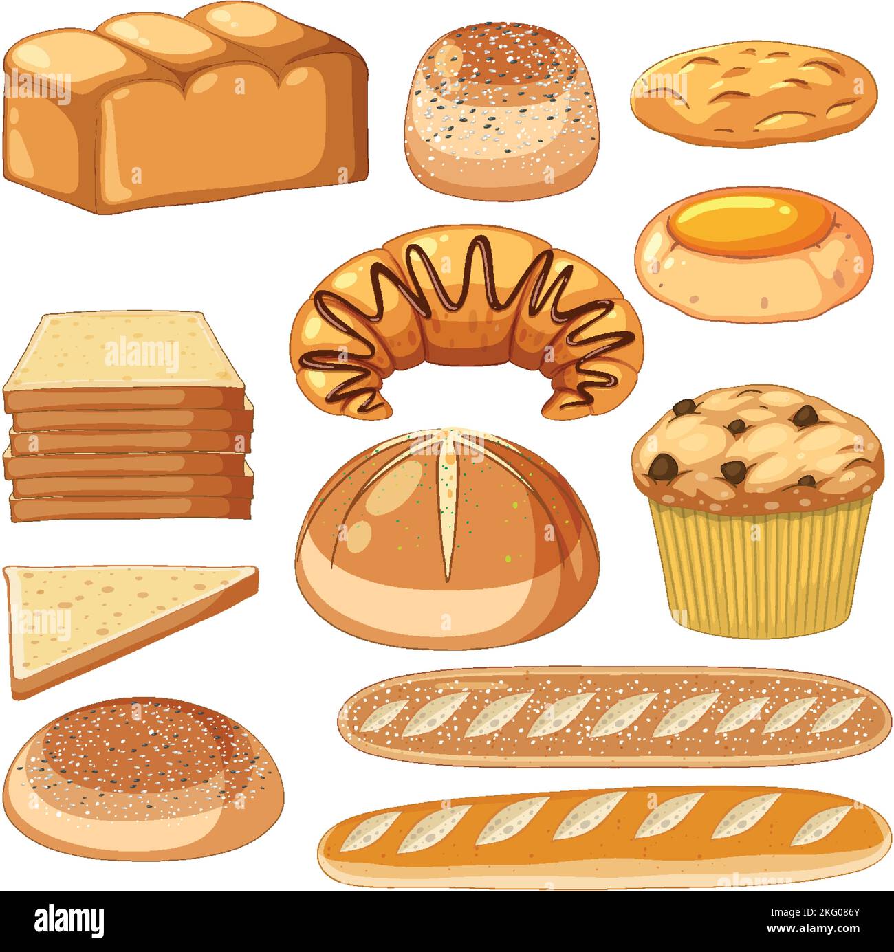 Set of bread and pastry bakery products illustration Stock Vector Image ...