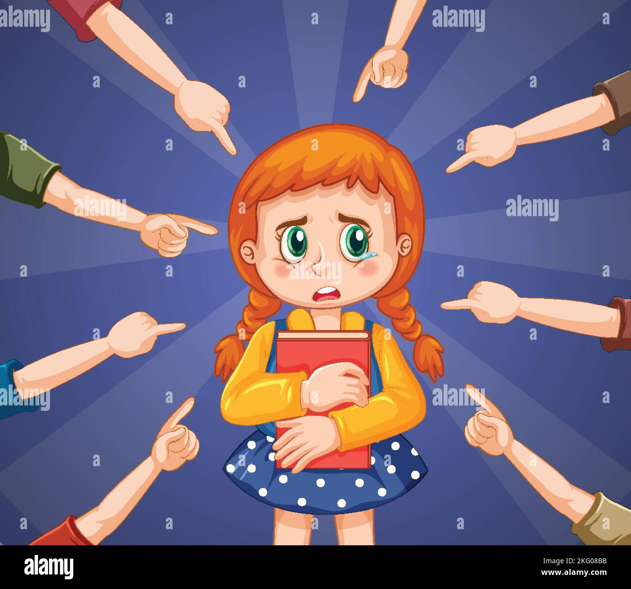 Sad girl surrounded by pointing fingers illustration Stock Vector Image ...