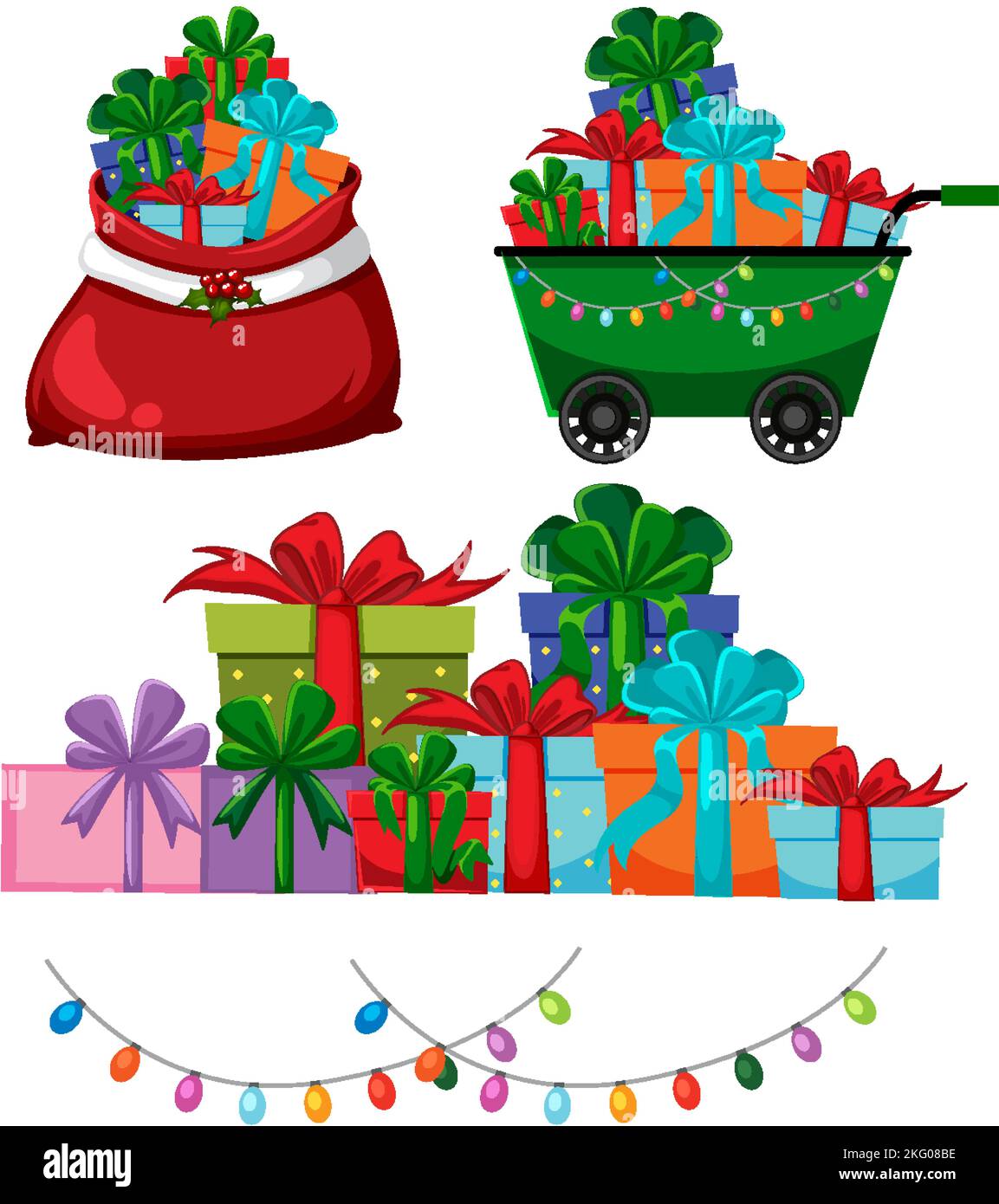 Christmas objects and elements set illustration Stock Vector Image ...
