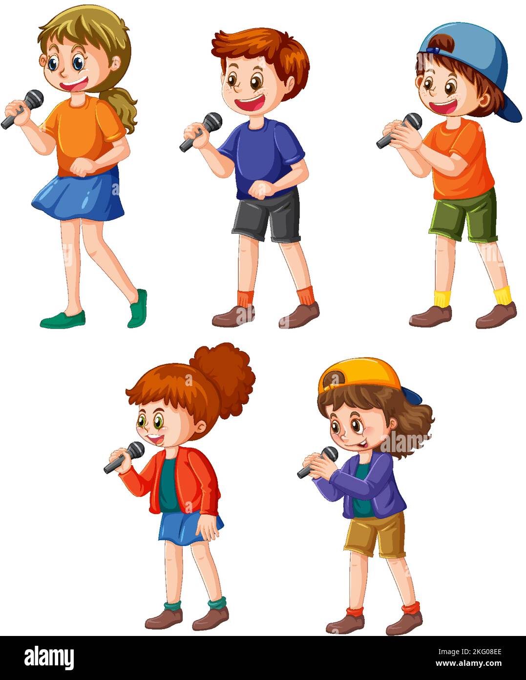 Set of kids playing different musical instrument illustration Stock ...